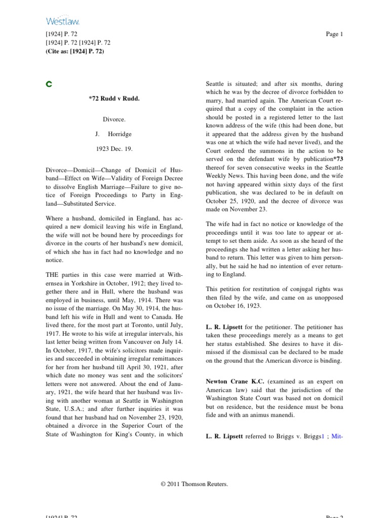 Rudd V Rudd | PDF | Domicile (Law) | Service Of Process