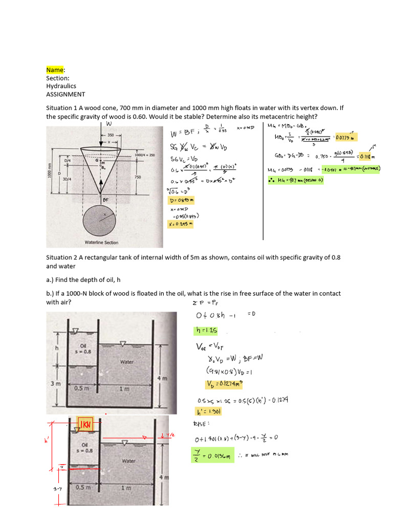 Hydraulics Problems & Solutions | PDF
