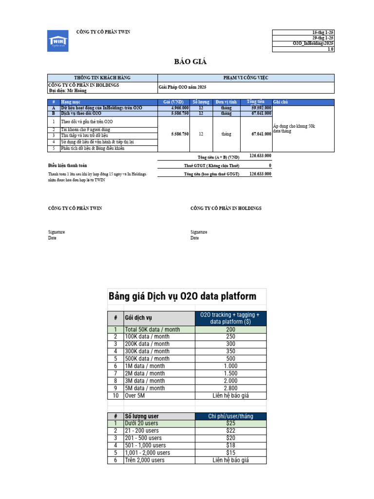 (In Holdings) O2O - Quotation - 2025 | PDF