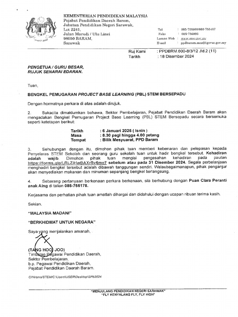 Bengkel Pemugaran Project Base Learning PBL STEM Bersepadu PPD Baram | PDF