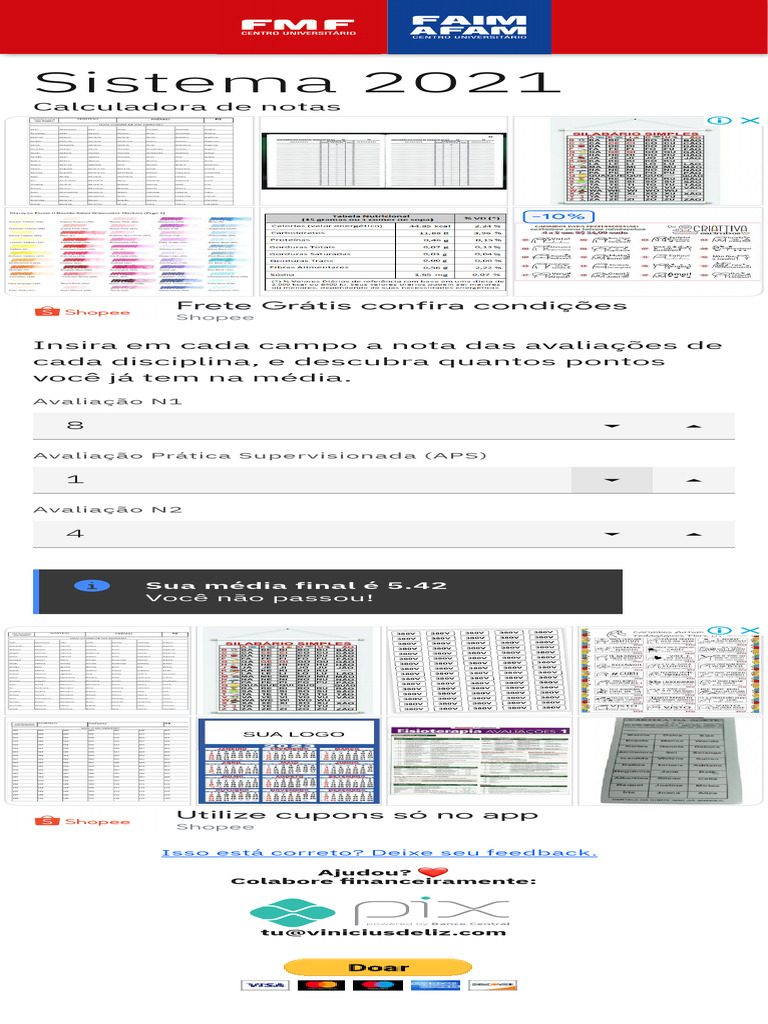 Calculadora de Nota Final para Alunos FMU FIAM-FAAM | PDF