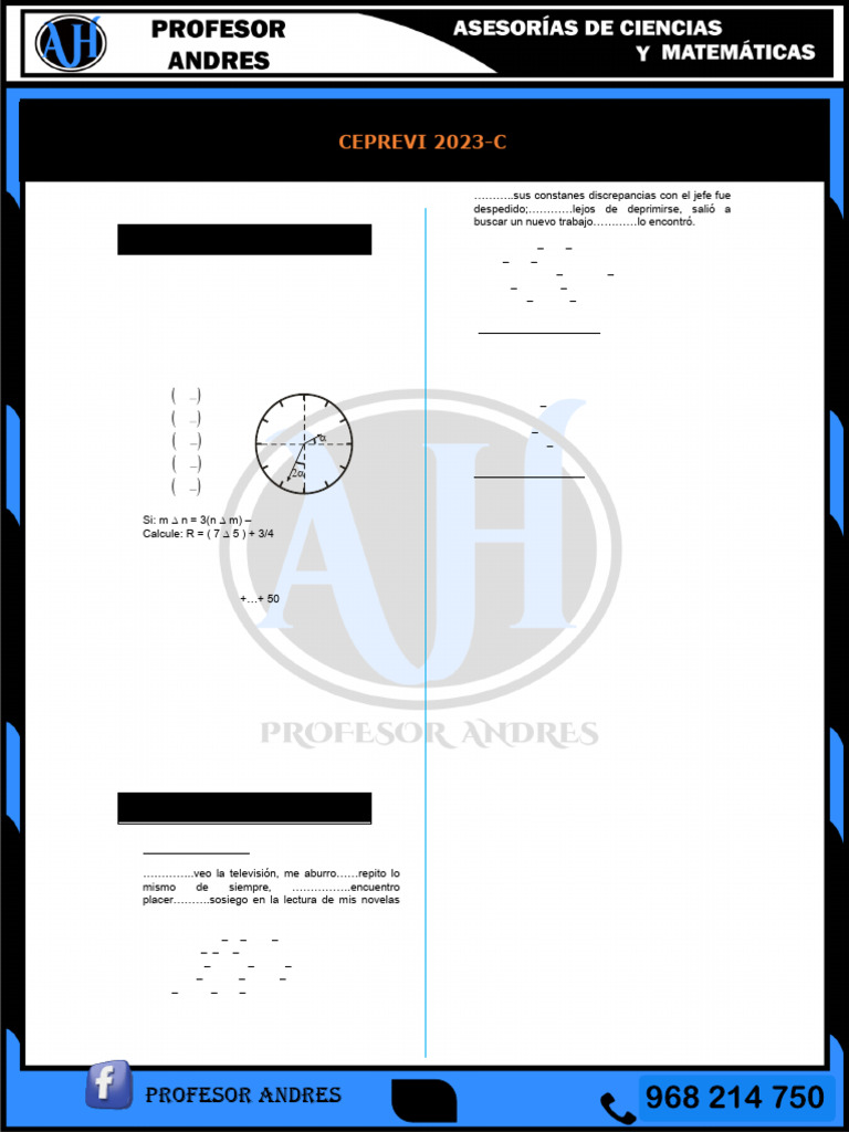 SIMULACRO 2°PARCIAL CEPREVI-2023C-SOLUCIONARIO | PDF | Amor | División (Matemáticas)