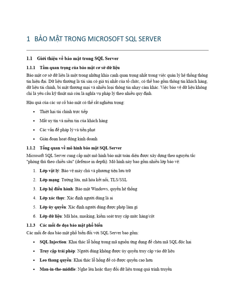 BẢO MẬT TRONG MICROSOFT SQL SERVER | PDF