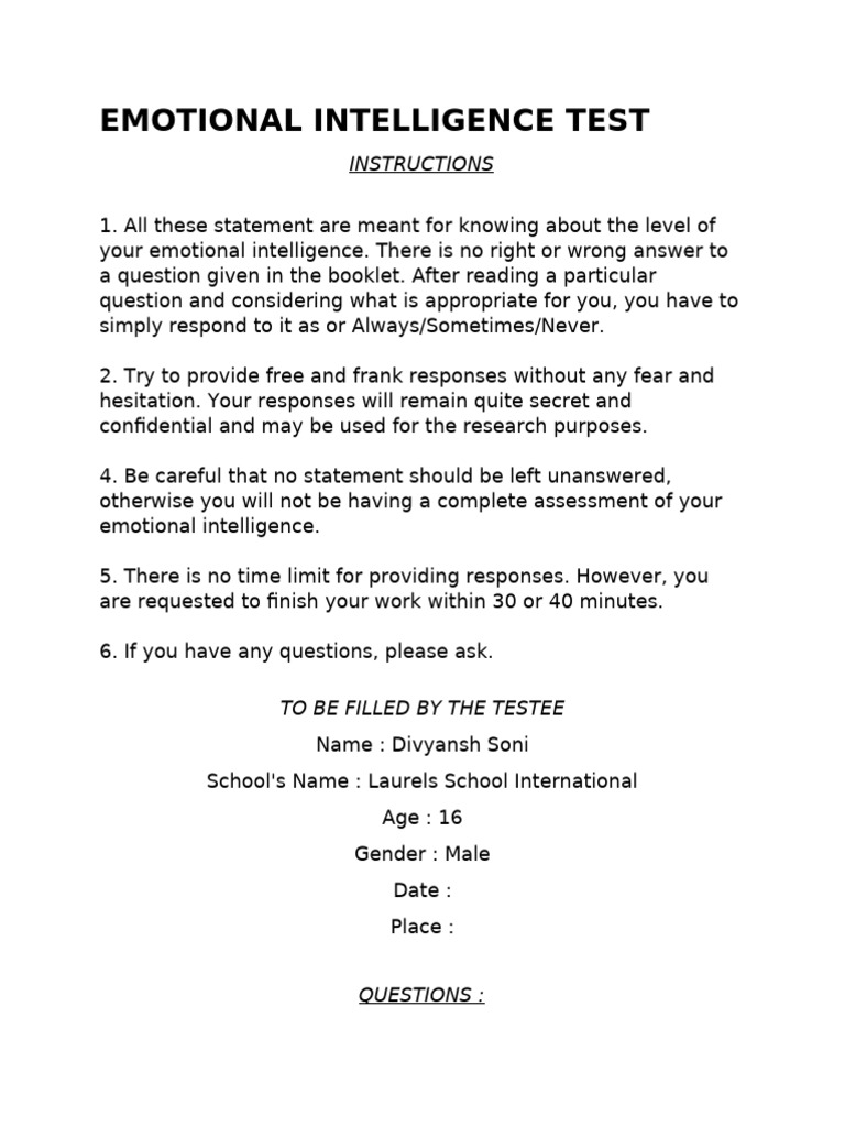 EMOTIONAL_INTELLIGENCE_TEST[2] | PDF