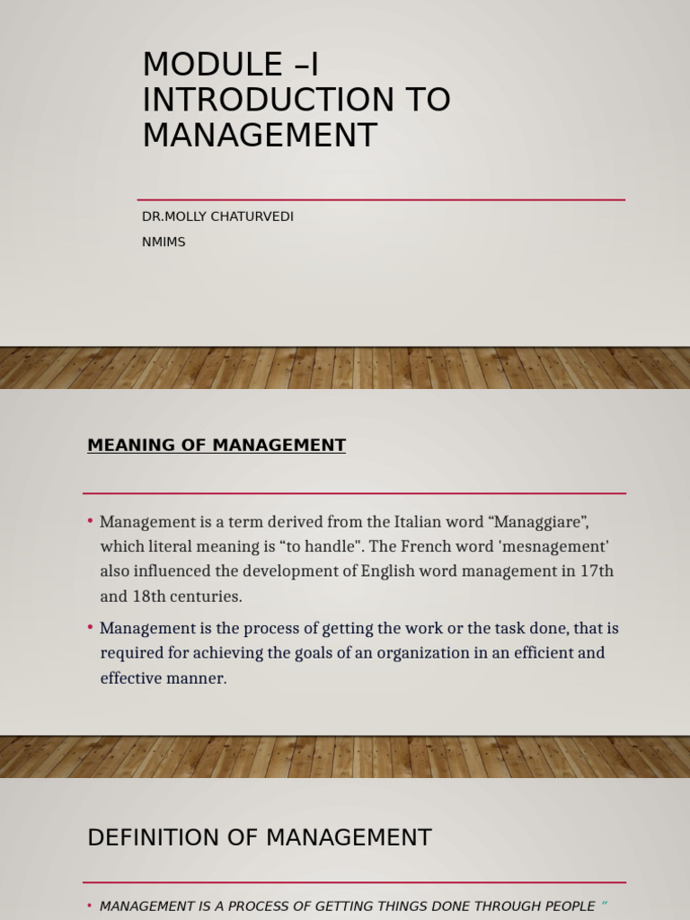 Principles of Management (Nep Batch) - Module I | PDF | Skill | Goal