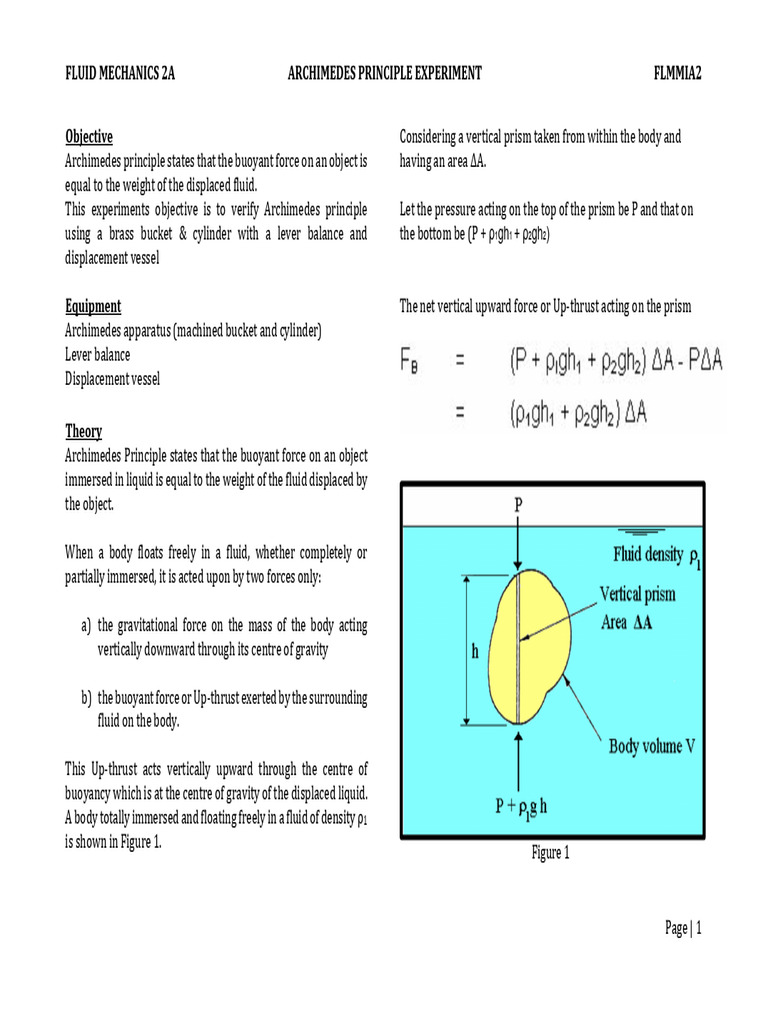 Archimedes Lab Handout 2023 (1) | PDF | Buoyancy | Liquids