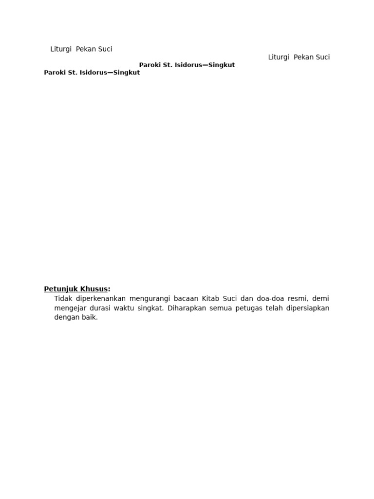 TEKS MISA PEKAN SUCI 2023 TAHUN A Contoh | PDF