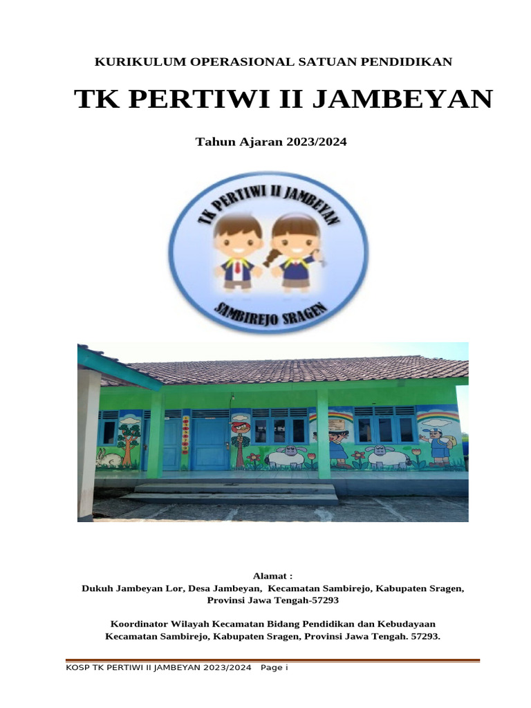 KOSP - TK - PERTIWI - II JAMBEYAN - DAFTAR - ISI - 2023 - 2024 (1) D | PDF