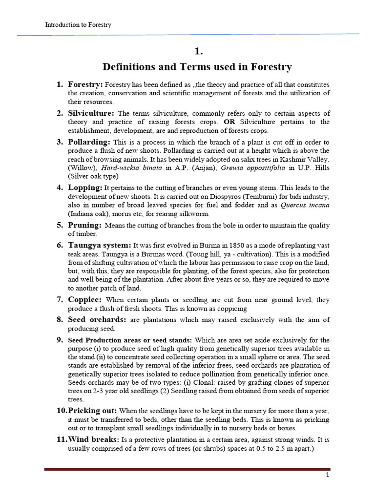 Introduction-To-Forestry Unit 1 and 2 | PDF | Seed | Germination