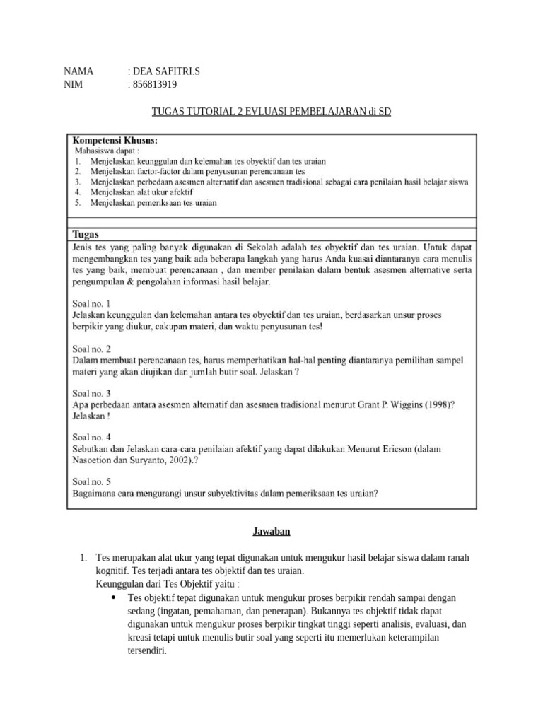 TUGAS TUTORIAL 2 EVALUASI | PDF