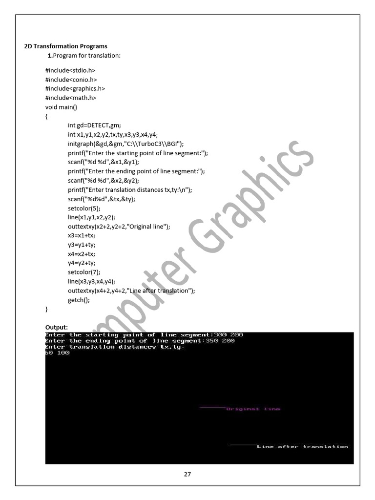 2d Transformation Programs Pdf Computer Programming Computer
