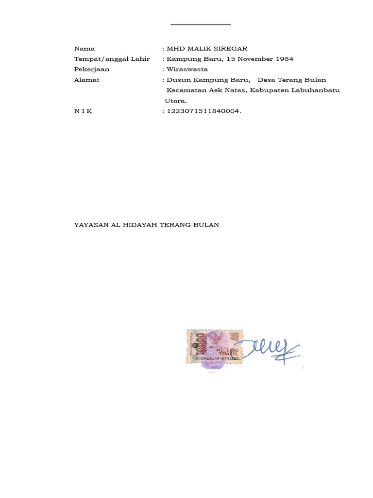 Kuasa Pemilik Manfaat Al Hidayah Terang Bulan | PDF