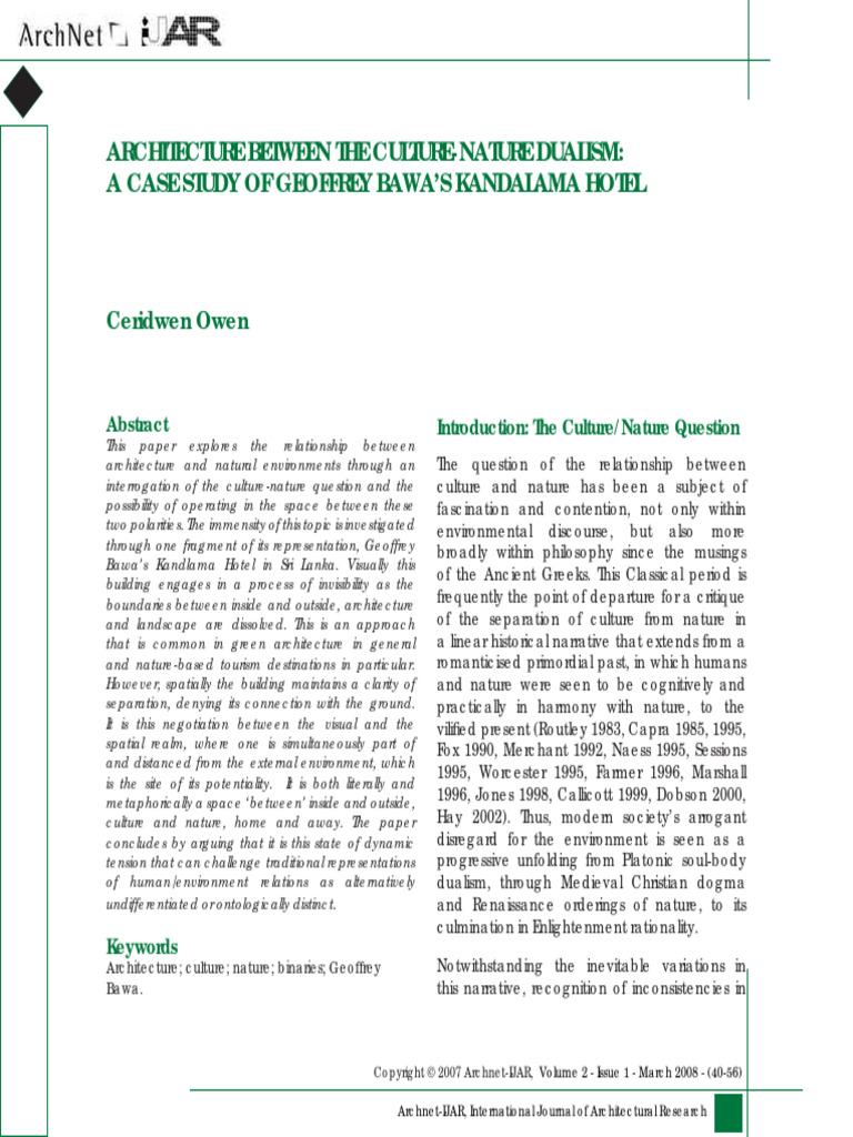 Architecture Between the Culture Nature | PDF