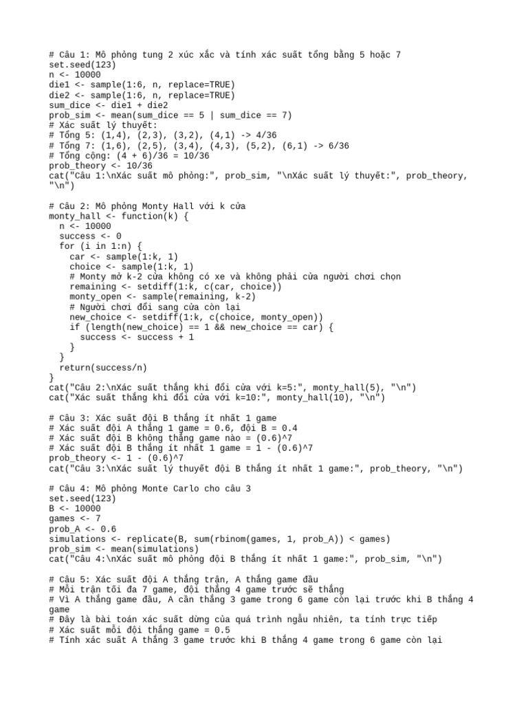 Probability Simulations in R | PDF