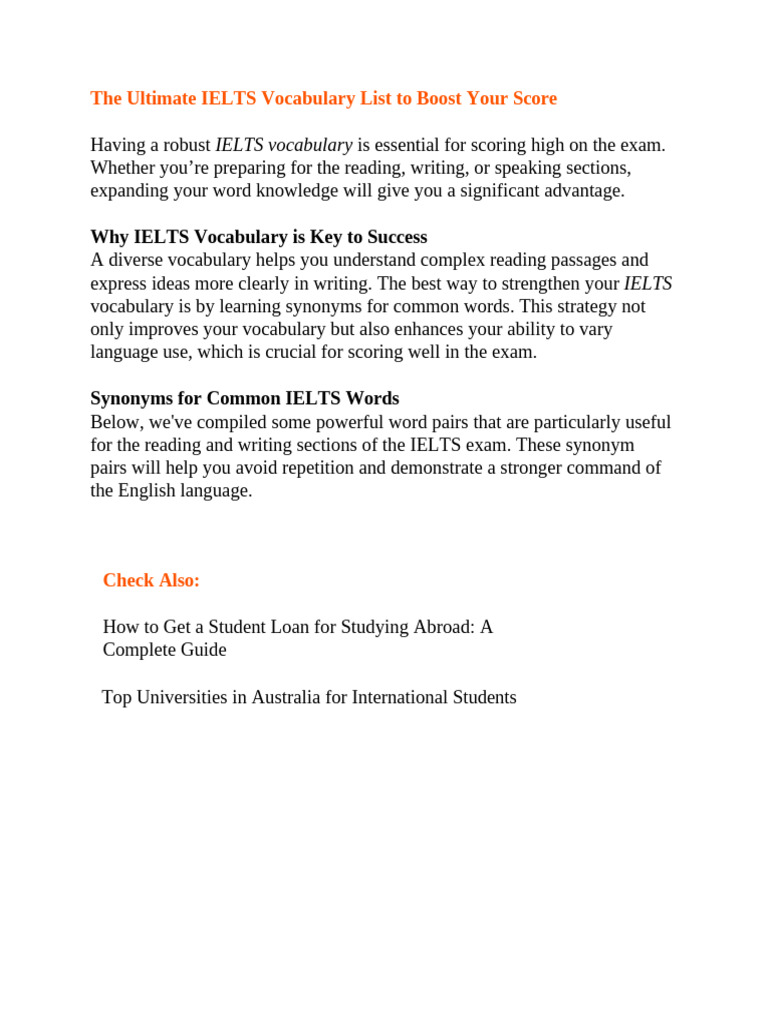 IELTS Academic Vocabulary | PDF | Adjective | Vocabulary