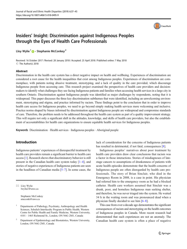Discrimination in Indigenous Health Care | PDF | Health Equity | Racism