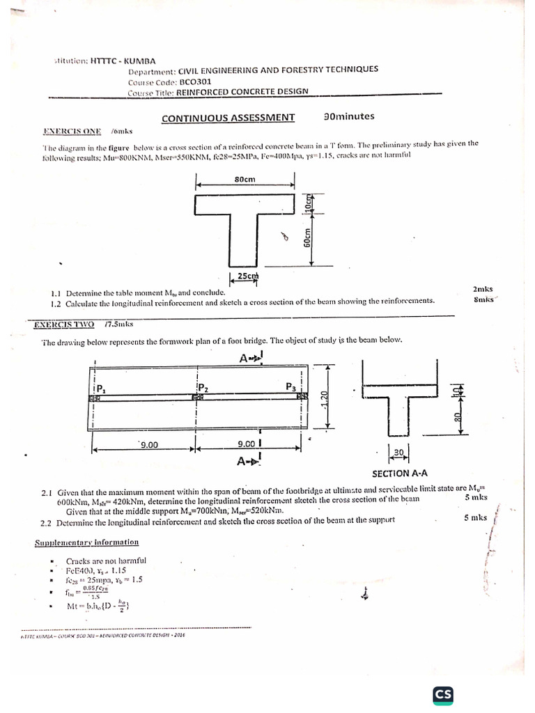 DESIGN OF STRUCTURAL ELEMENTS (BAEL) MR Asong | PDF