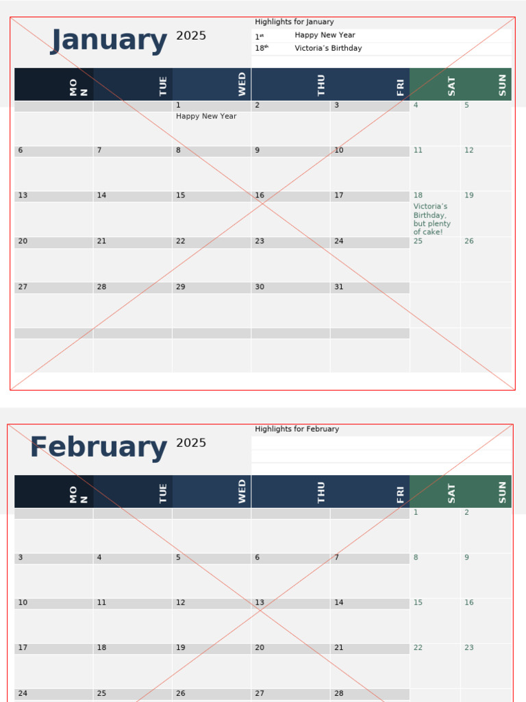 2025 Monthly Highlights Calendar | PDF