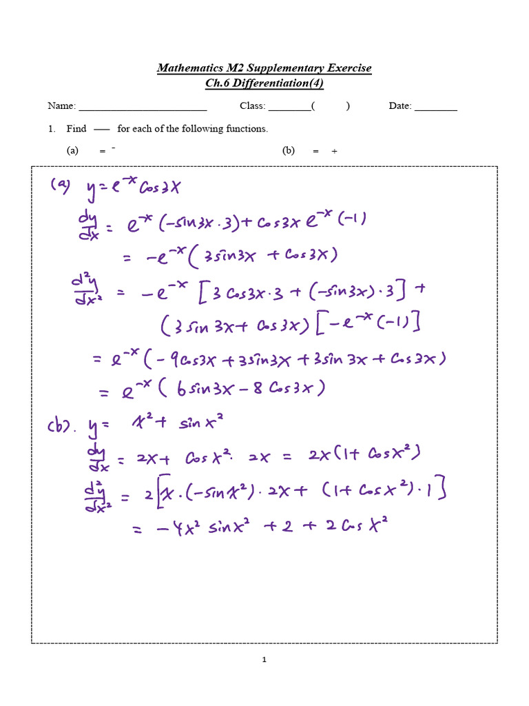 Differentiation Exercises M2 Math | PDF