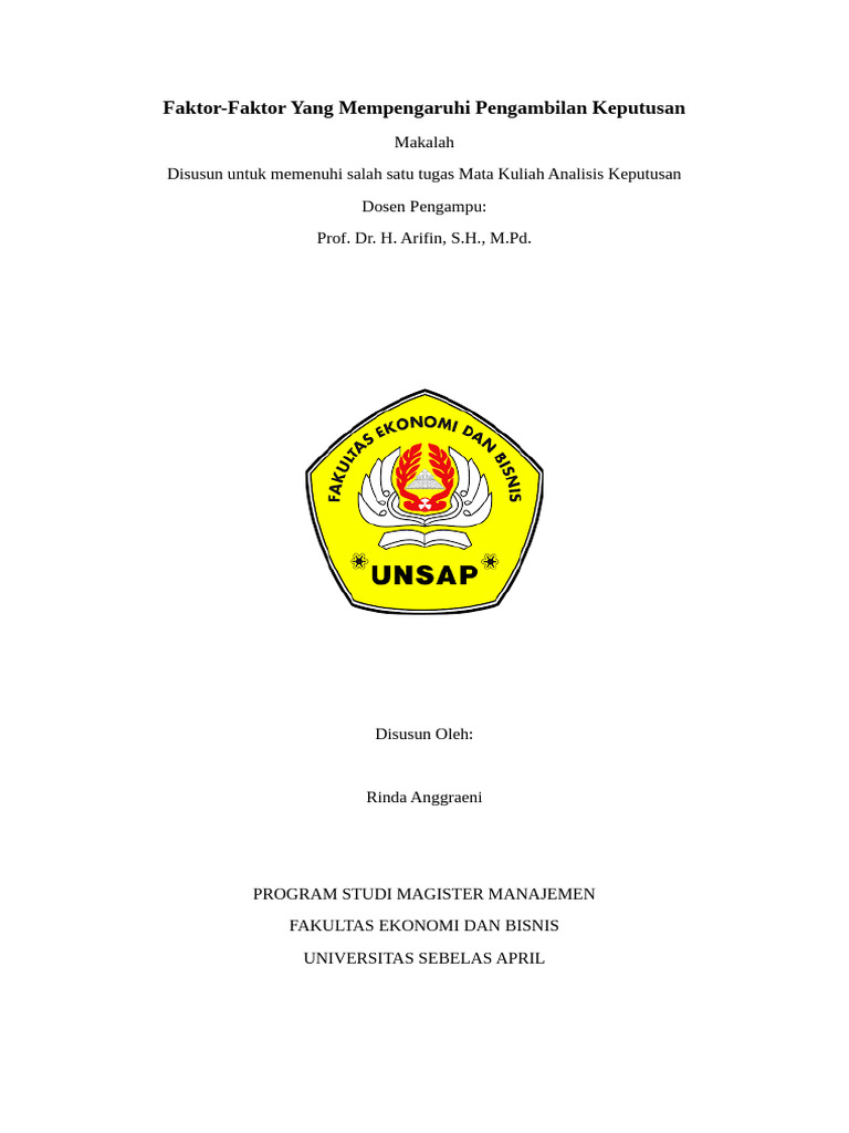 Fiks Tugas Makalah Faktor Yg Mempengaruhi Pk-1 | PDF