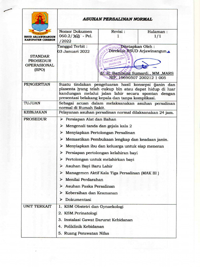 Spo Persalinan Normal | PDF