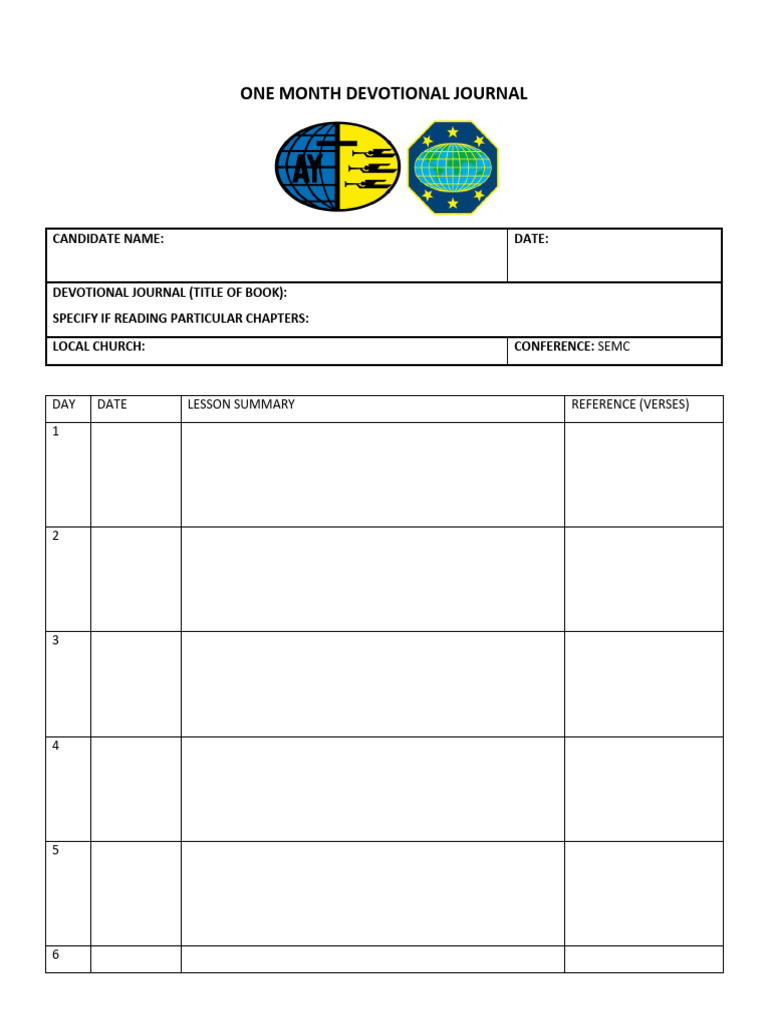 One Month Devotional Journal Template | PDF