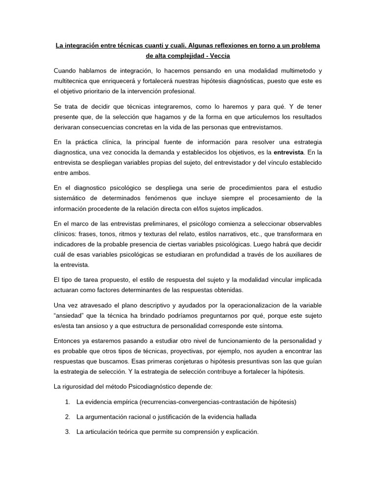 La Integración Entre Técnicas Cuanti y Cuali - Teresa Ana Veccia | PDF ...