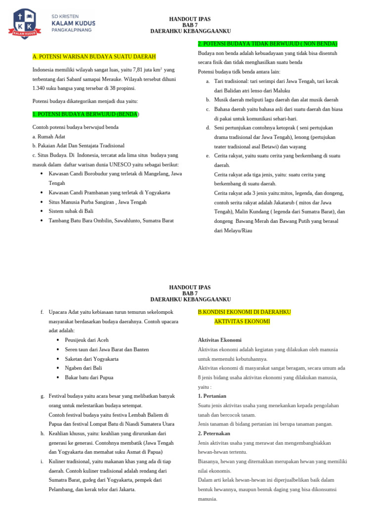 Hand Out Ipas Bab 7 KLS 5 | PDF