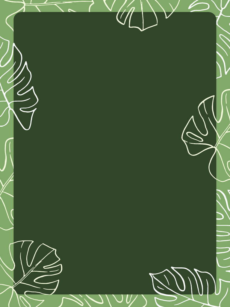 White and Green Minimalist Plant Leaves Page Border | PDF