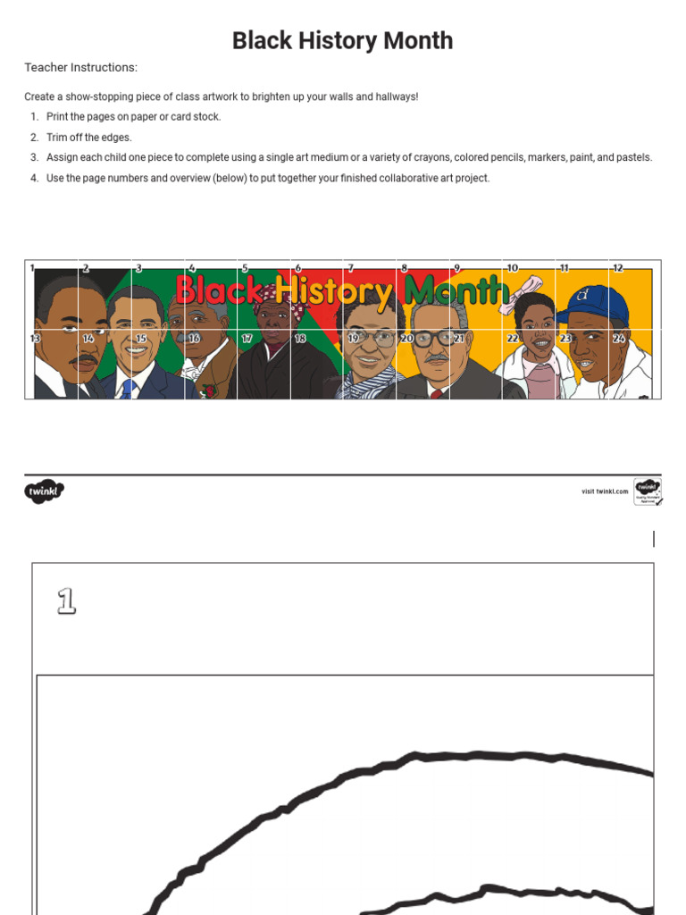 Black History Month Famous Figures Collaborative Art Bulletin Board Poster Banner Us A ...