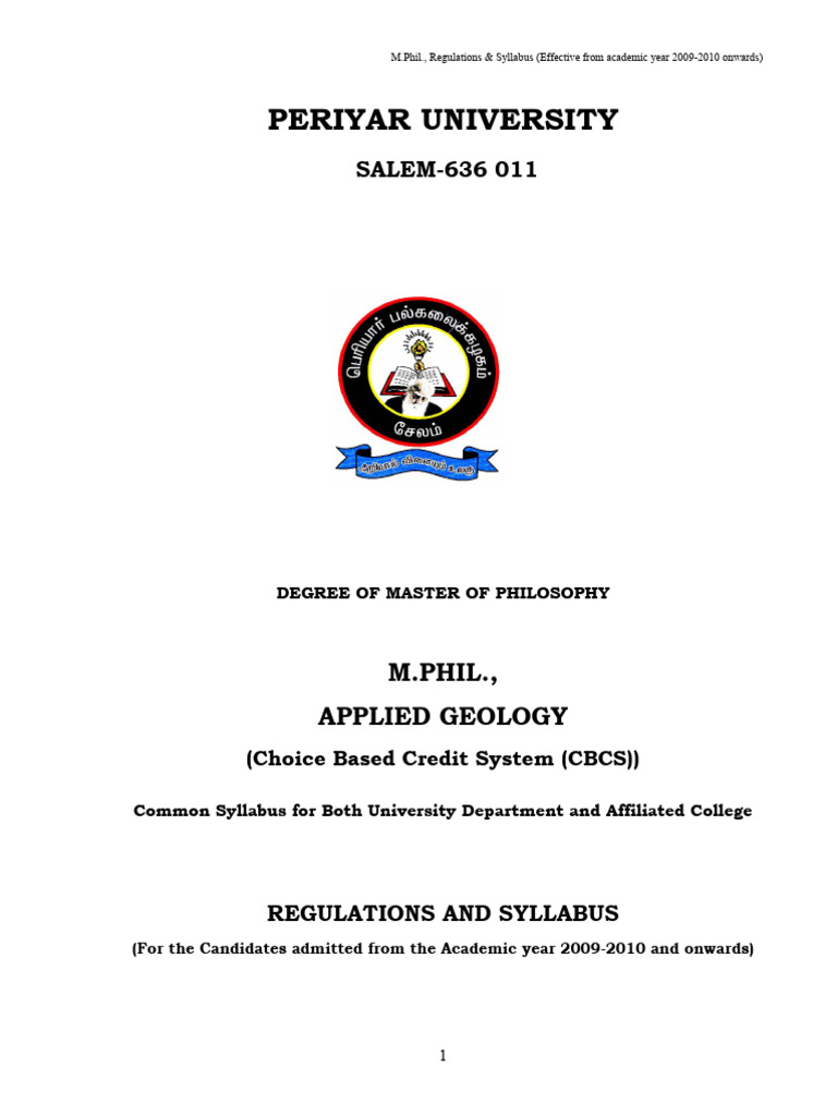 M.phil Syllabus 2009 2010 and Onwards | PDF | Thesis | Academic Degree