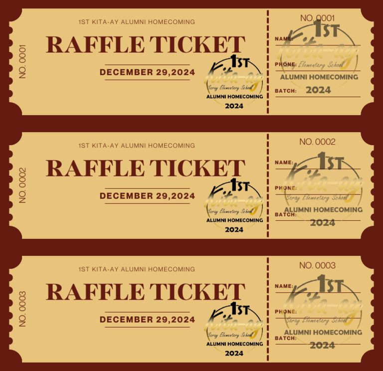 Brown and Beige Vintage Fall Raffle Ticket | PDF