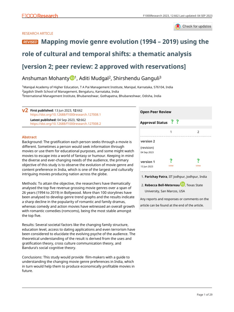 Mapping Movie Genre Evolution 1994 - 2019 Using TH | PDF | Genre ...