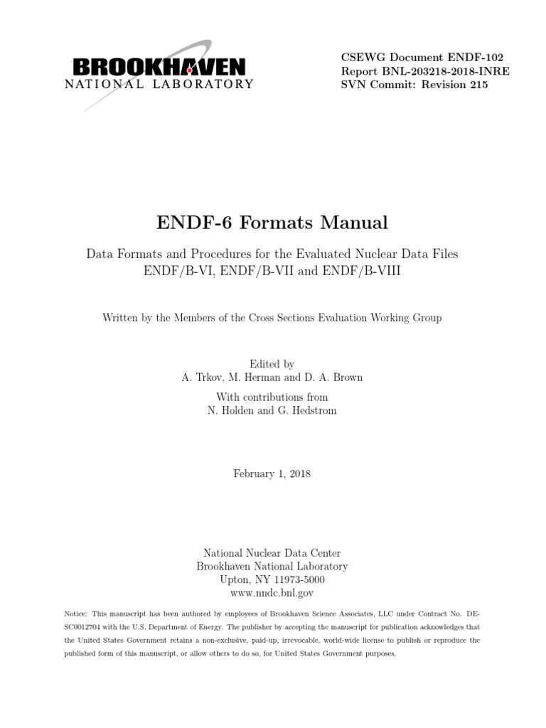 Endf Manual | PDF | Cross Section (Physics) | Scattering