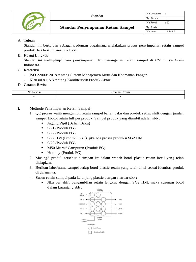 Standar Penyimpanan Retain Sample (AutoRecovered) | PDF