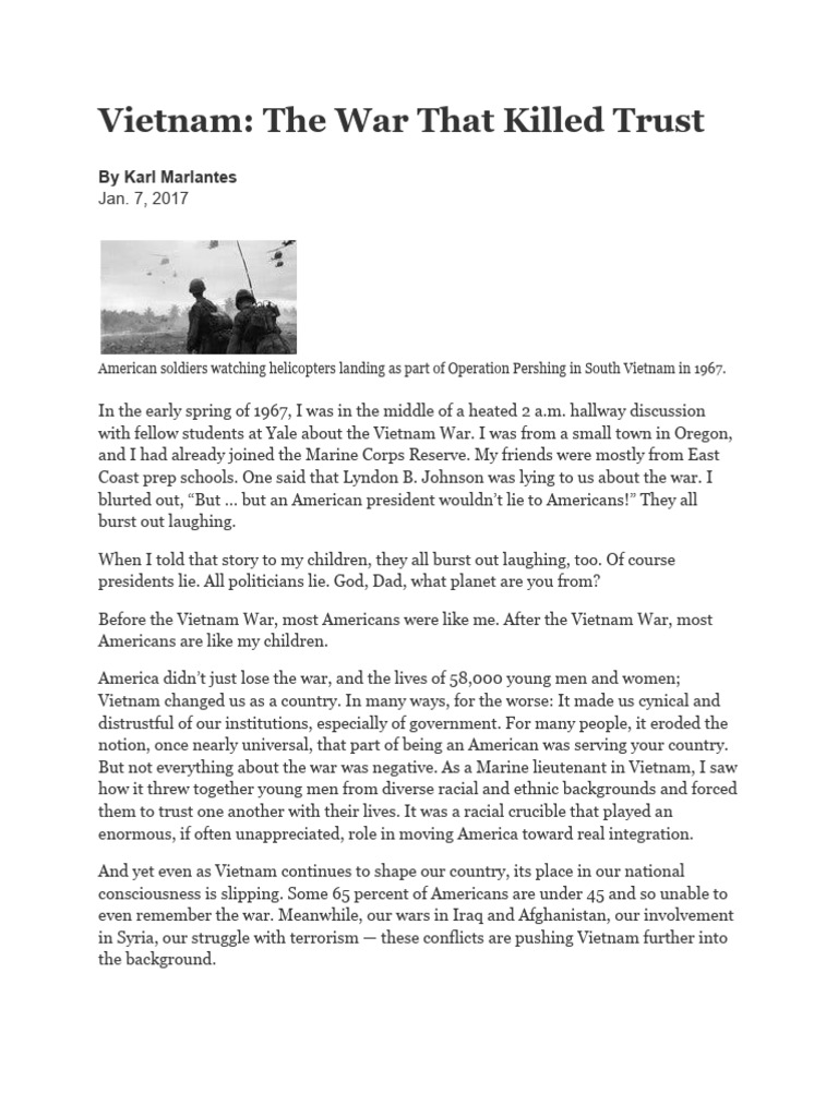 Vietnam War's Impact on American Trust | PDF
