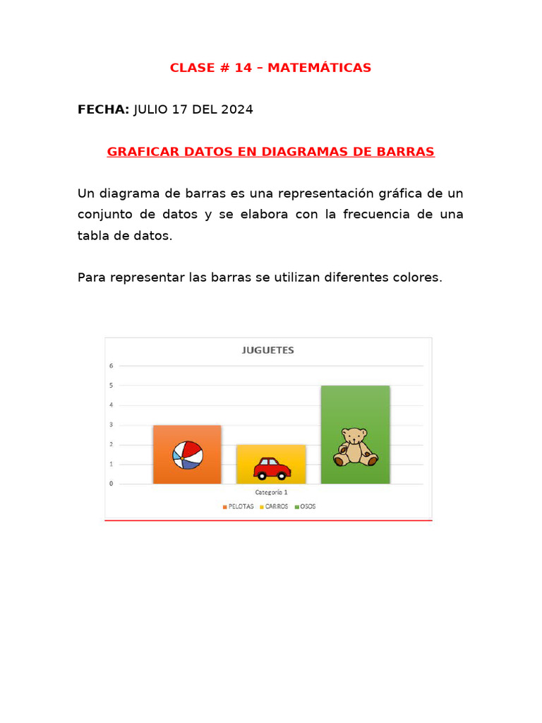 CLASE MATEMÁTICAS 14 - GRAFICAR DATOS EN DIAGRAMAS DE BARRAS | PDF