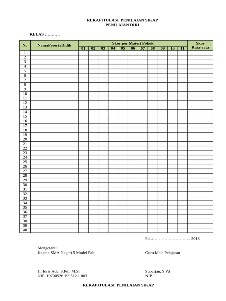 26. Rekapitulasi Lembar Penilaian | PDF