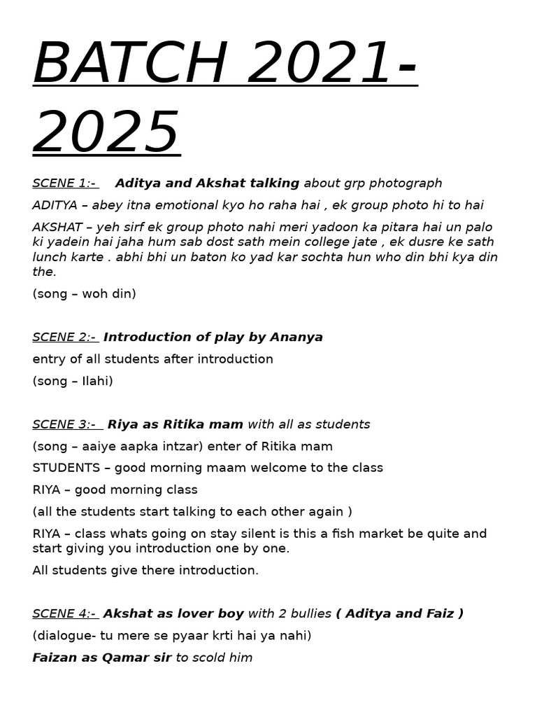 Batch 2021-2025 Play Script | PDF