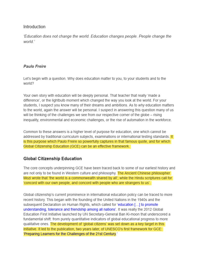 Global Citizenship Education | PDF | Learning | Cognition
