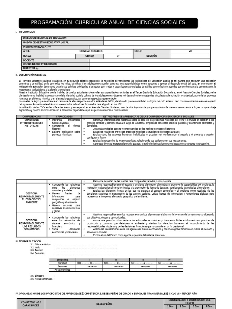 3ro Programacion Anual Cs Soc | PDF | Enseñando | Sustentabilidad