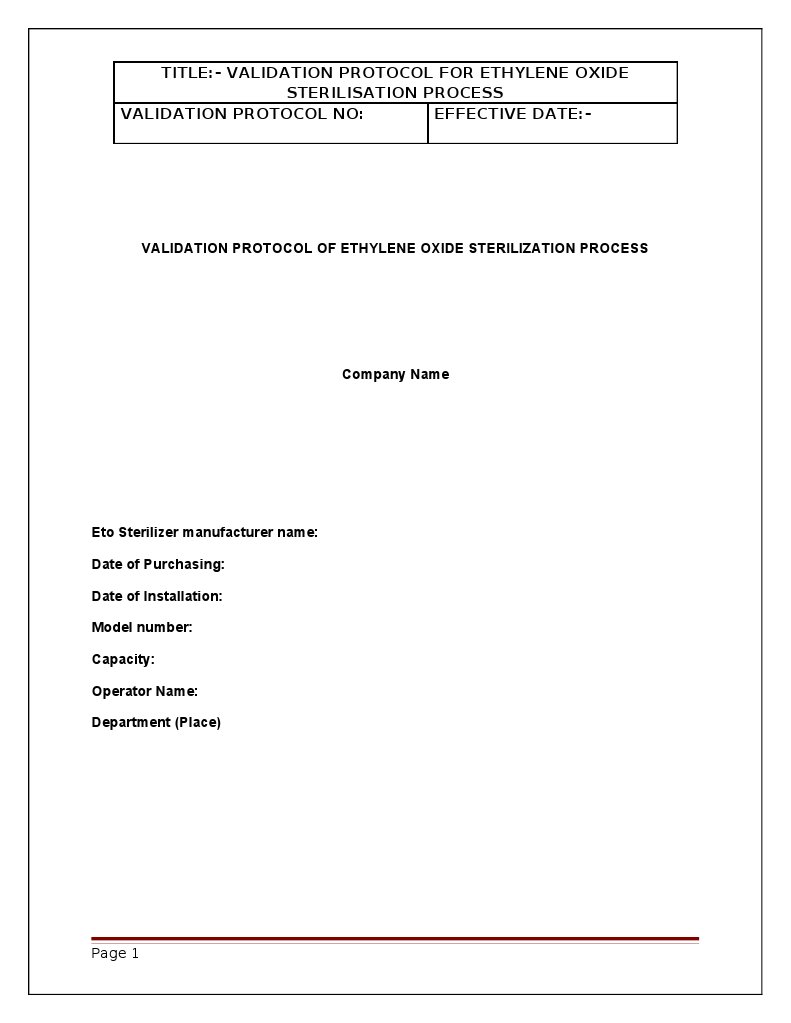 Ethylene Oxide Sterilization Validation Protocol | PDF | Sterilization ...