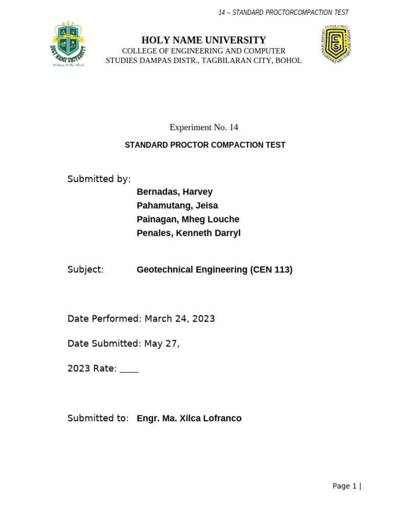 14-Standard-Proctor-Compaction-Test (AutoRecovered) | PDF | Soil ...