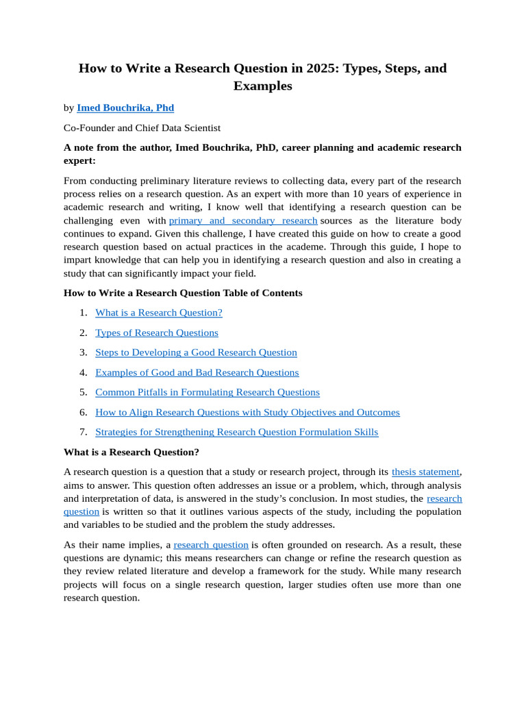 Crafting Research Questions for 2025 | PDF | Quantitative Research ...
