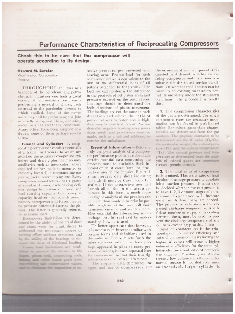 4. Performance Characteristics Of Reciprocating Compressors | PDF