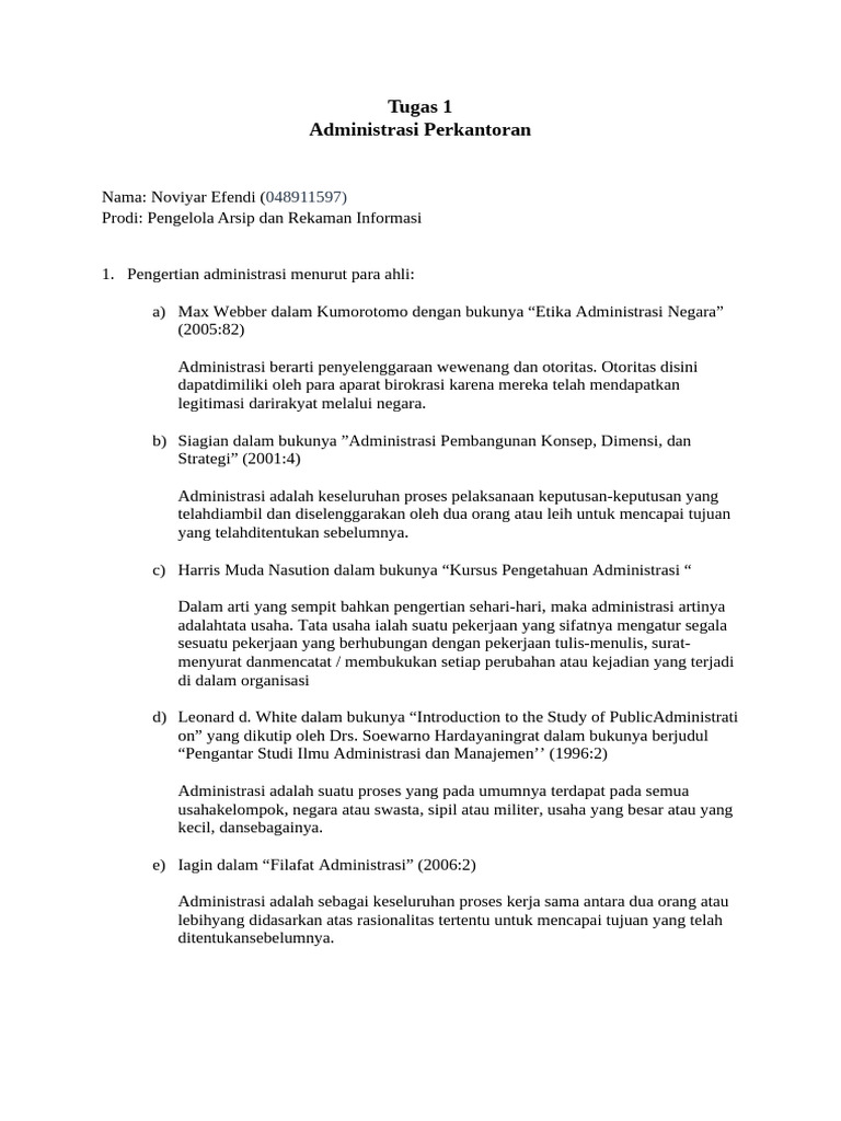 Pengertian Administrasi Perkantoran | PDF