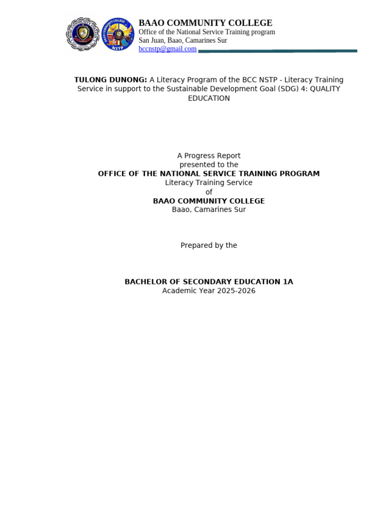 TDP Progress Report Format | PDF | Cognition | Human Communication