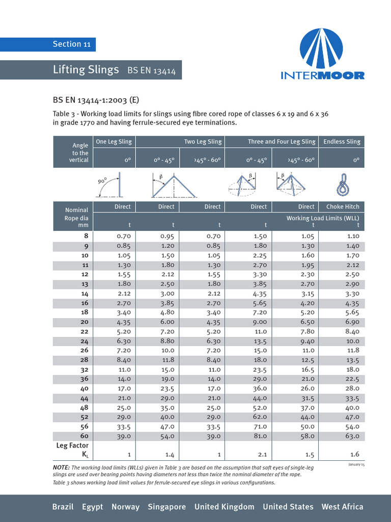 Working Load Limits for Lifting Slings | PDF | Rope | Manufactured Goods