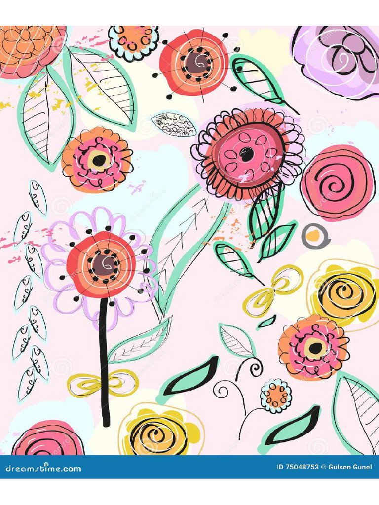 colorful-spring-flowers-decorative-floral-background-hand-drawn-vector ...