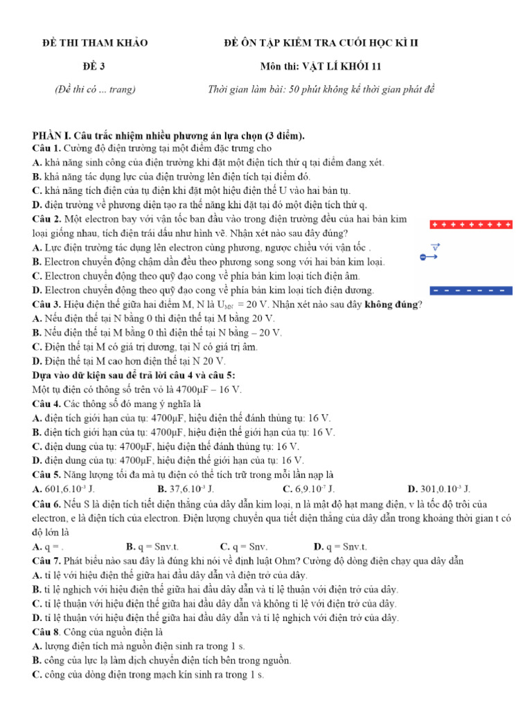 ĐỀ 3 - CK2 LÝ 11 - FORM 2025. | PDF